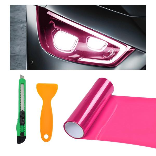 商品名: Ohleats 車用ライトティントフィルム、30.0 cm × 119.9 cm 自己粘着オートライトラップフィルムロール カッター付き 防水ビニールフィルムステッカー フォグライトテールライトヘッドライト、カーアクセサリー(ピン...