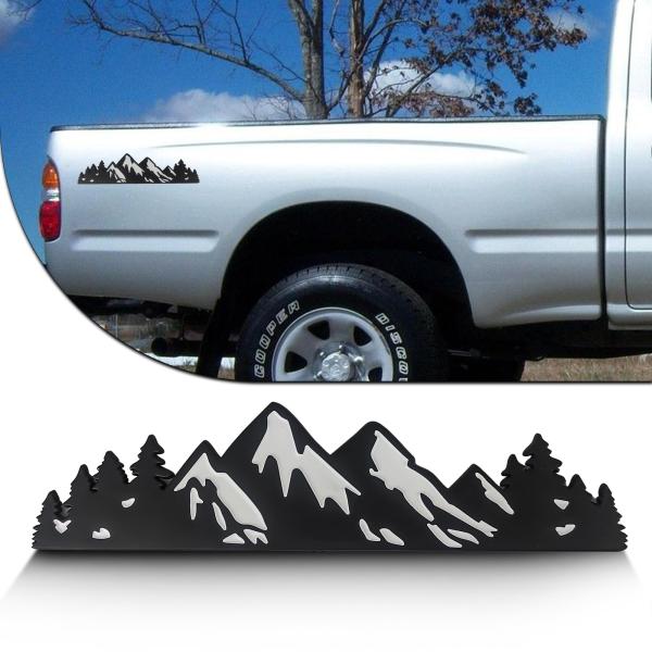 商品名: OUESAAS 雪山 エンブレム 車用 10インチ 山 グラフィック ロゴ バッジ トランクマウンテン ロゴ エンブレム 車 トランクテールゲートエンブレム 車の外装アクセサリー (ブラックホワイト) OUESAAS Snow M...