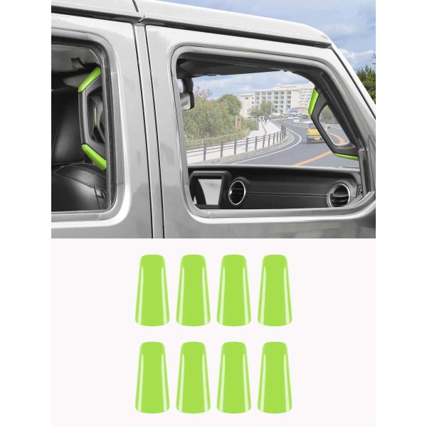 商品名: Savadicar グリーンインテリアアクセサリー - A &amp; B ピラーグラブバーハンドルトリムセット 2018-2023 ジープ ラングラー JL JLU 4XE &amp; グラディエーター JT 用 - 単色 イン...