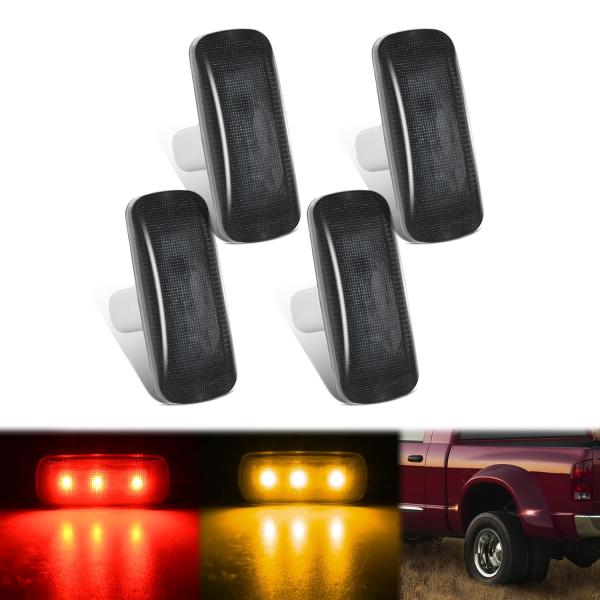 商品名:  Nilight Wheel Fender Side Marker Lights 4 PCS 3 LED Red Amber Front Rear Fender Clearance Light Waterproof Plug An...
