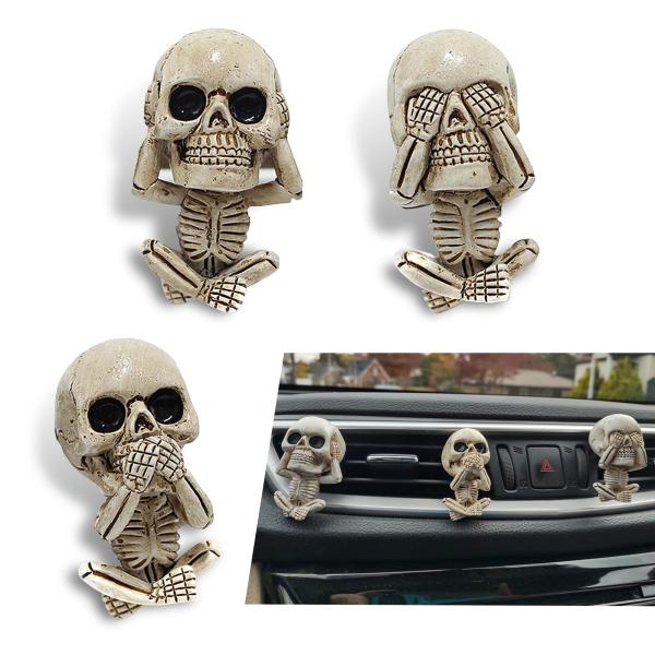 商品名: Jewkot 自動車用エアコンコンセントディフューザー 3個 ハロウィンスカル装飾アクセサリー 自動車用多機能インテリアアクセサリー ほとんどの車にユニバーサル(ブラック) Jewkot 3 PCS Automotive Air ...