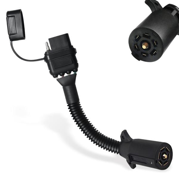 商品名: Sephile ダストキャップ付きカープラグコード 1個 シングル機能 7ウェイラウンド→4ピン配線コネクタ カープラグコードアクセサリー #DR-3 ほとんどのRV、トレーラーにユニバーサル(ブラック) Sephile 1 PC...