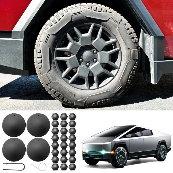 商品名:  KSGMFED Wheel Hub Center Caps Lug Nut Covers Set Compatible with Tesla Cybertruck 2024 Accessories,28PCS Hub Cente...
