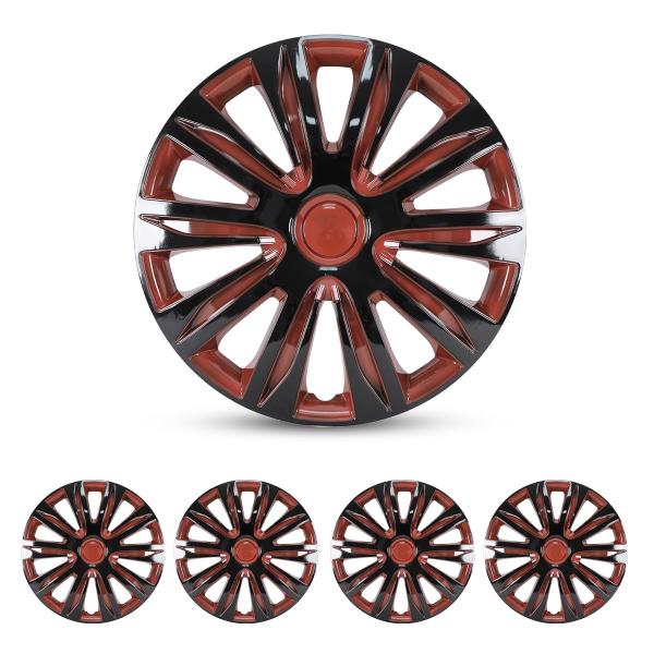 商品名:  Hawkley 13" Universal Hubcaps Black &amp; Red Lacquer Wheel Rims Covers ABS &amp; PC Material 13 Inch Hubcaps Set ...