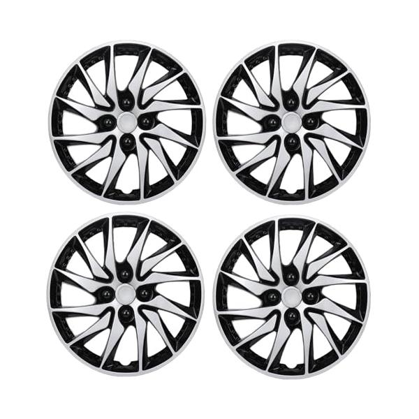 商品名:  15 Inch Universal Hubcaps Black &amp; Silver Wheel Covers for Cars, hubcaps 15" Fits Honda,Volkswagen, Chevy, Mazd...