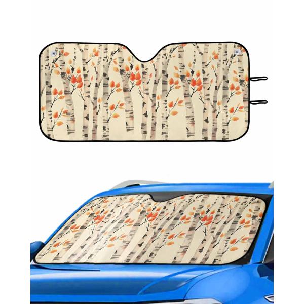 商品名:  Fall Tree Leaves Windshield Sun Shade for Car Truck &amp; SUV, Outdoor Funny Truck Front Large Window Sunshade Aut...