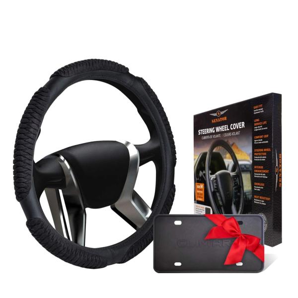 商品名:  SENATOR Steering Wheel Cover for Cars, Trucks, and SUVs COL01 15 inches M Black Leather PU Universal Fit with Slip...