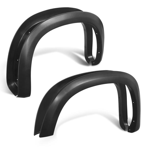 商品名: ポケットリベットスタイル ペイント可能なホイールフェンダー フレアカバーキット シボレーシルバラード1500 2019-2024、フロントとリア、ブラック 4個 4Pcs Pocket-Riveted Style Paintabl...