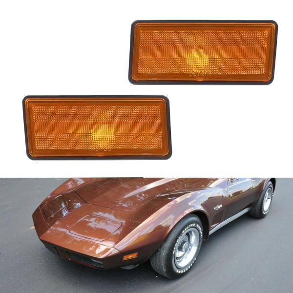 商品名: Tonsya 1974 1975 1976 1977 1978 1979 シボレー コルベット C3 フロントバンパー シグナル サイドマーカー ハウジングアンバーレンズ LSOT00932-R、LSOT00932-L Tonsy...