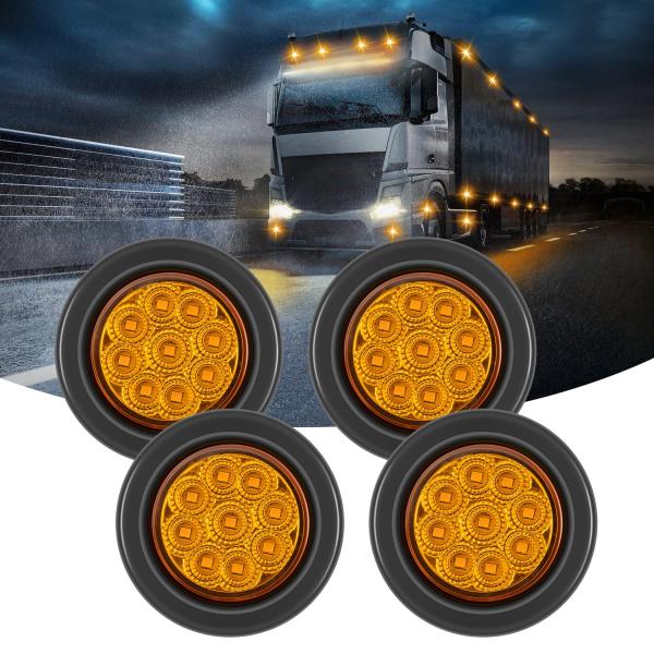 商品名:  FXC 4Pack 2 Inch Round Truck Trailer LED Side Marker Clearance Lights 9 Diodes with Reflectors Waterproof 12V Side...