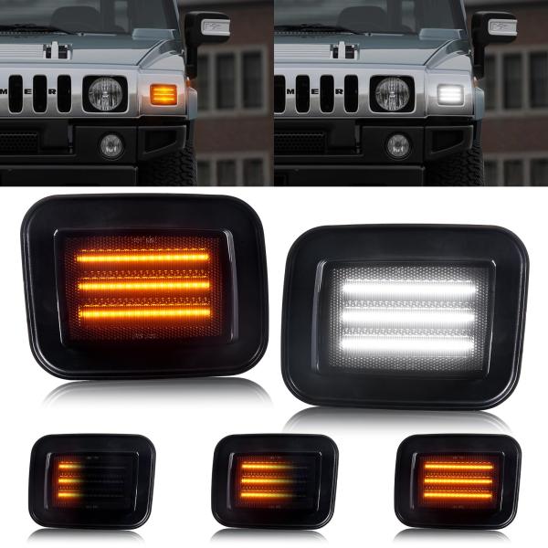 商品名:  Gempro Led Sequential Amber Front Turn Signal Side Marker Lights White Parking Lamps for Hummer H2 2003-2009, 2PCS...