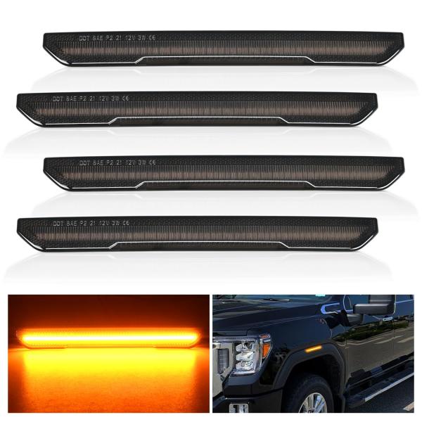 商品名:  Nilight Fender Side Marker Lights 4 PCS 54 LED Smoke Lens Amber Front Rear Fender Clearance Marker Light Compatibl...