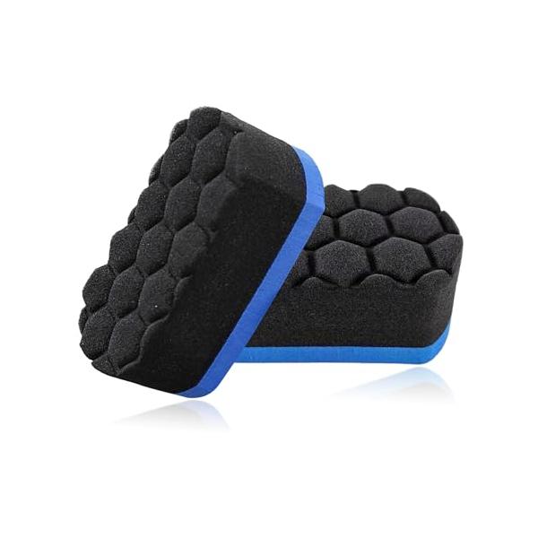 商品名: Gasedin タイヤワックス塗布パッド 握りやすい 六角 ロジック タイヤ シャイン ドレッシング アプリケーター スポンジ ユニバーサル 自動車用タイヤ研磨スポンジパッド ディテーリングカーアクセサリー ブルー 2個 Gase...