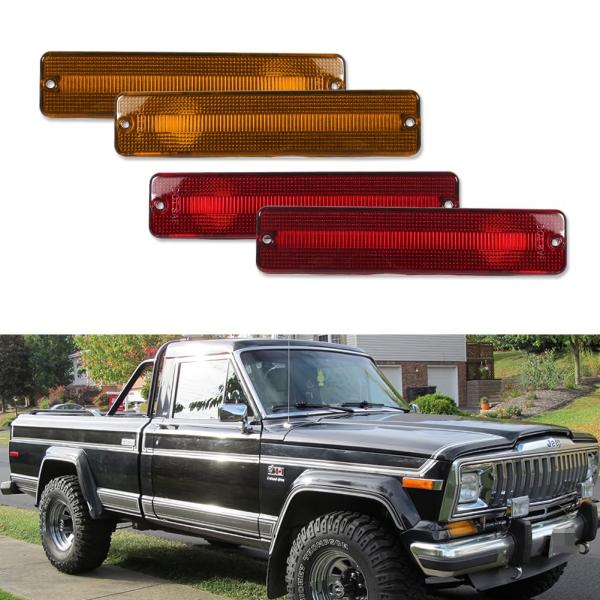 商品名:  KENETIR for Jeep CJ5 CJ6 CJ7 J10 J20 Grand Wagoneer Scrambler Front Amber Lens &amp; Rear Red Lens Bumper Side Mar...