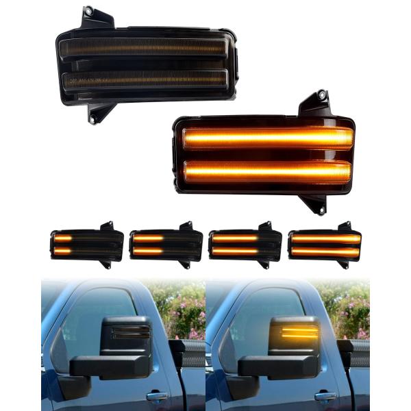 商品名:  Sequential LED Side Mirror Turn Signal Lights for Chevy Silverado/GMC Sierra 2500 3500 2020 2021 2022 2023, Smoekd...