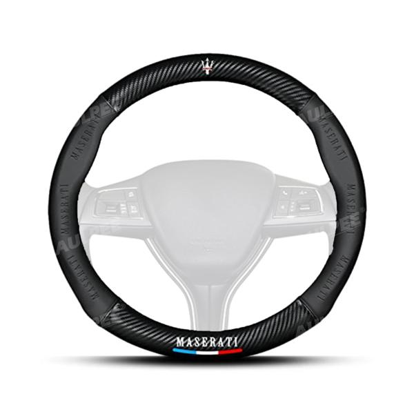 商品名: AULPEE カスタムフィットカーボンファイバープレミアムレザーノンスリップ&amp;通気性ハンドルカバー マセラッティアクセサリー(Maser-O)対応 AULPEE Custom-Fit Carbon Fiber Premiu...