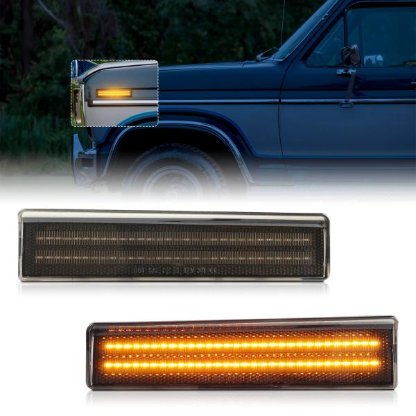 商品名:  LED Front Side Marker Lights for 1980-1986 Ford Bronco F150 F250 F350 Pickup Truck SUV Bumper Signal Lamp with Smo...