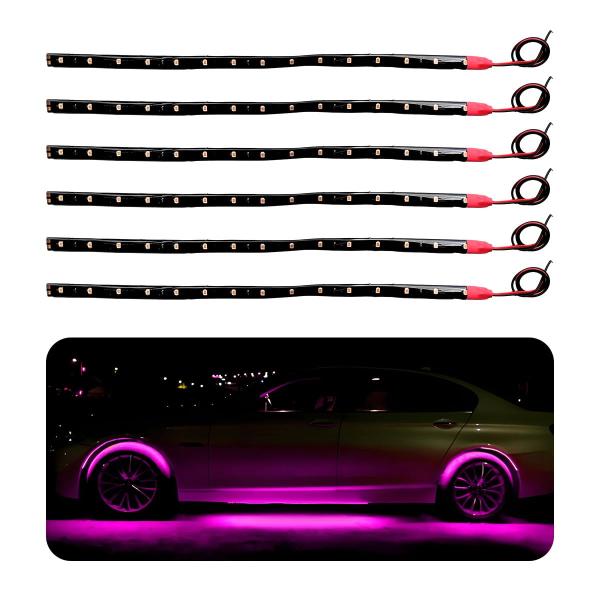 商品名: Ohleats 車用LEDライトストリップ6個、12Vフレキシブル防水自動車アンダーボディライト15個のLEDビーズ付き、装飾ライトストリップ、車、オートバイ、トラック、カーアクセサリー(ピンク) Ohleats 6 PCS Ca...