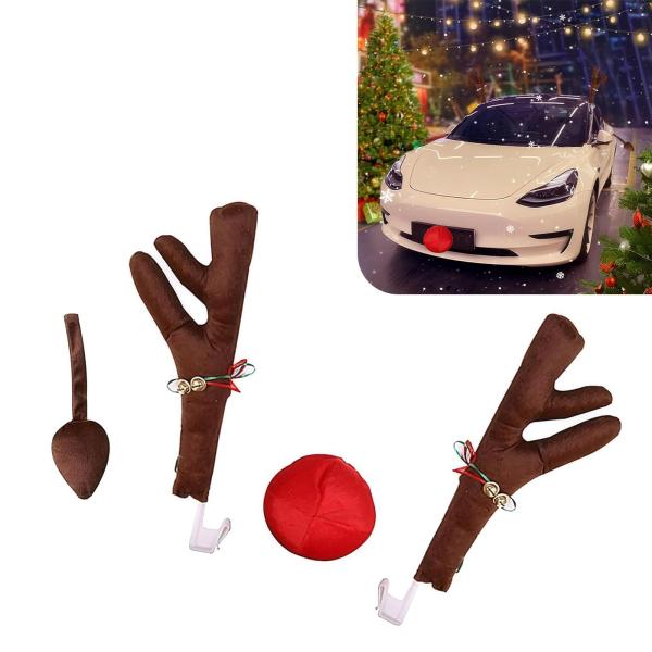 商品名: dawfall 4個 車 4.75インチ x 17.75インチ パールコットンフィルドルーフ ベルアントラー付き + 5.95インチグリルノーズ+46.04cm x 5.35インチ トランク鹿のしっぽ、クリスマスのお祝いの雰囲気の...