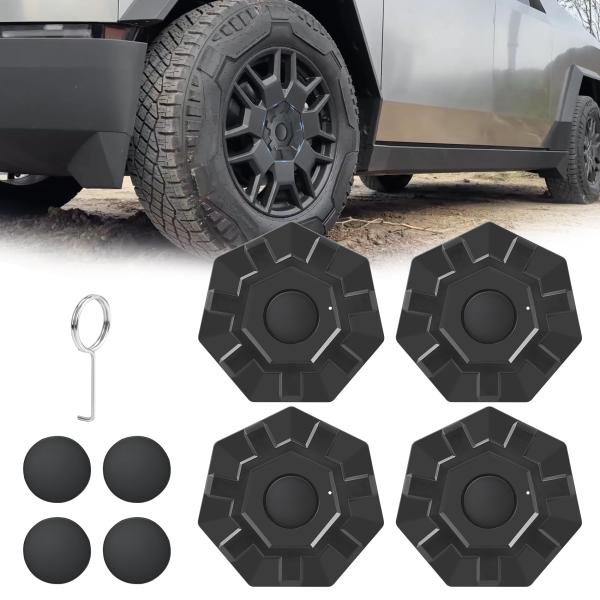 商品名:  4PCS Wheel Hub Center Caps with 8pcs Lug Nut Covers Compatible with Tesla Cybertruck 2024 All Terrain Tire, Remova...