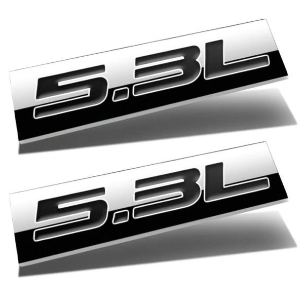 商品名:  2Pcs 3D Polished Chrome 5.3L Letter Car Emblem Trunk Lid Sport Decal Car Badge Sticker 5.3L (Silver&amp;Black)ブランド...