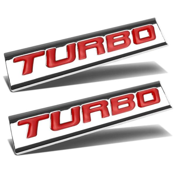 商品名:  2Pcs 3D Polished Chrome Turbo Letter Car Emblem Trunk Lid Sport Decal Car Badge Sticker Turbo (Silver&amp;Red)ブランド...