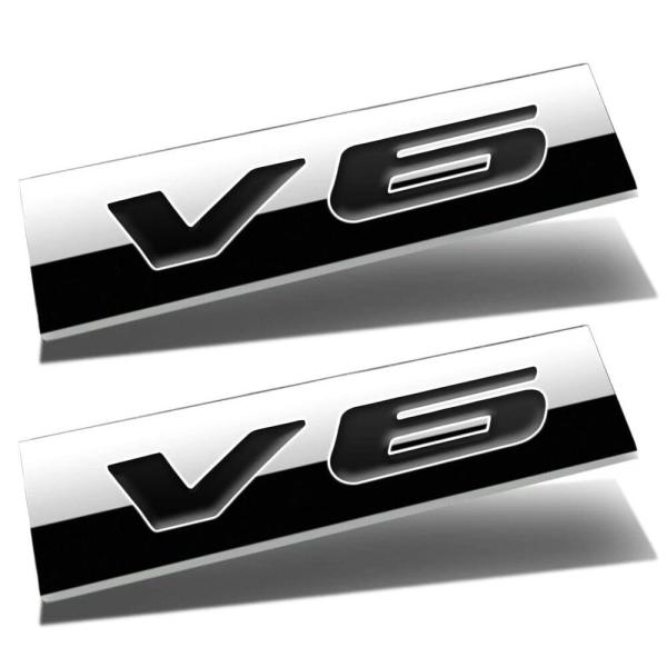 商品名:  2Pcs 3D Polished Chrome V6 Letter Car Emblem Trunk Lid Sport Decal Car Badge Sticker V6 (Silver&amp;Black)ブランド: JQ...