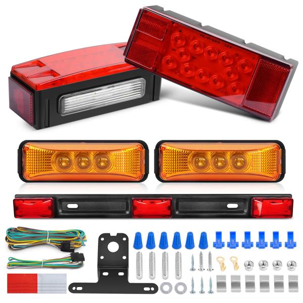 商品名:  Nilight LED Trailer Light Kit 2 PCS Red Rectangular Stop Turn Tail License Lights 3.9 Inch Amber Side Marker Taill...