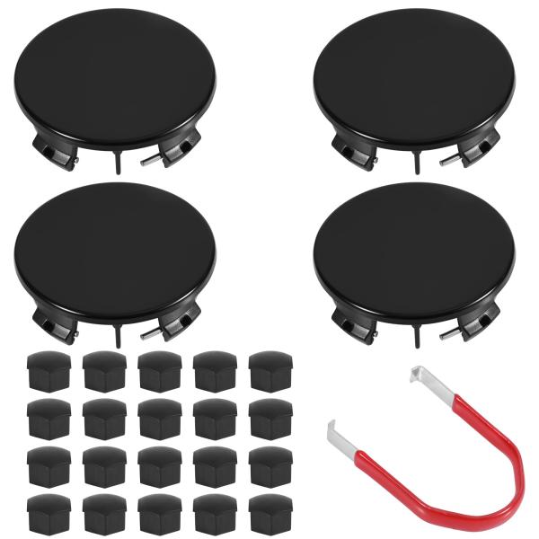 商品名:  4pcs Wheel Center Caps for Tesla Model 3, 2.17in Black Wheel Hub Caps with 20pcs Lug Nut Cover &amp; Wrench Waterp...