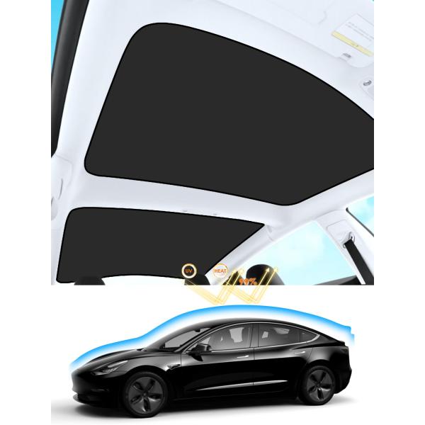 商品名:  Tesla Model 3 Roof Sunshade for Tesla Model 3 Accessories 2024-2020 Visor Sunroof Sun Shade UV Reflector 2PCS Refl...