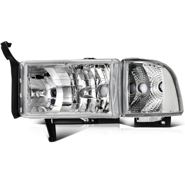 商品名:  LSAILON Headlight Assembly Fit For Dodge Ram 1500 1994-2001 for Dodge Ram 2500 3500 1994-2002 Chrome Housing Clear...