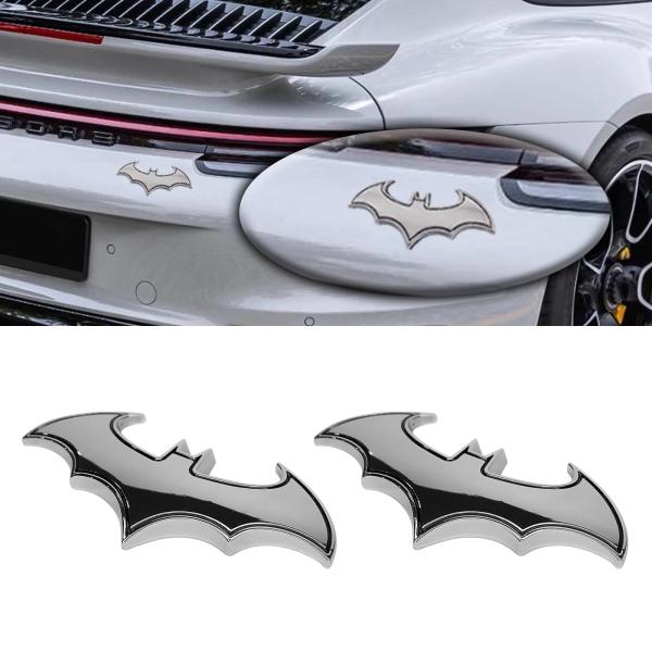 商品名: QBOONPT 2個 車用バットステッカー、3Dバッジバットステッカーメタルエンブレムステッカー、接着剤付きバンパーステッカー、ユニバーサルカーエクステリアデカール装飾アクセサリー車、SUV、トラック(シルバー) QBOONPT ...