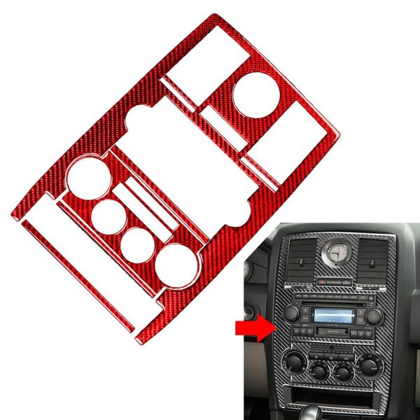 商品名:  Cnaloo12 5Pcs Center Console Climate Control CD Panel Cover Carbon Fiber+Epoxy Coating(Soft) Red For Chrysler 3003...