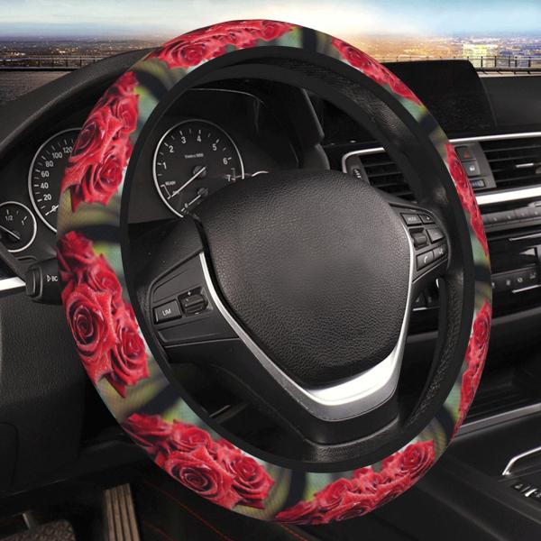 商品名:  Steering Wheel Cover Elastic Steering Wheel Protector Cover Beautiful Red Rose Car Steering Wheel Covers Car Inter...