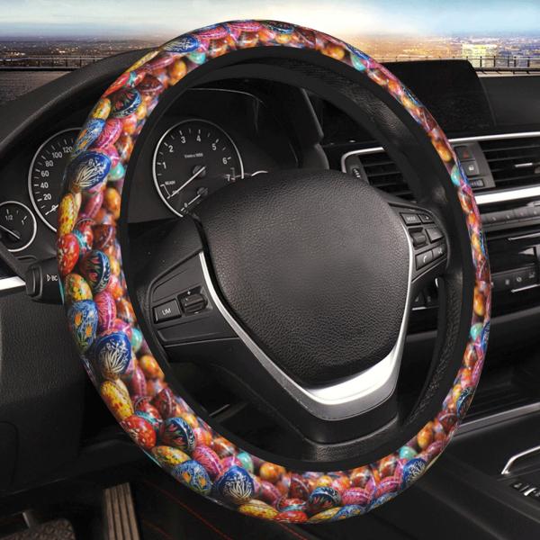 商品名:  Steering Wheel Cover Elastic Steering Wheel Protector Cover Colorful Easter Eggs Car Steering Wheel Covers Car Int...