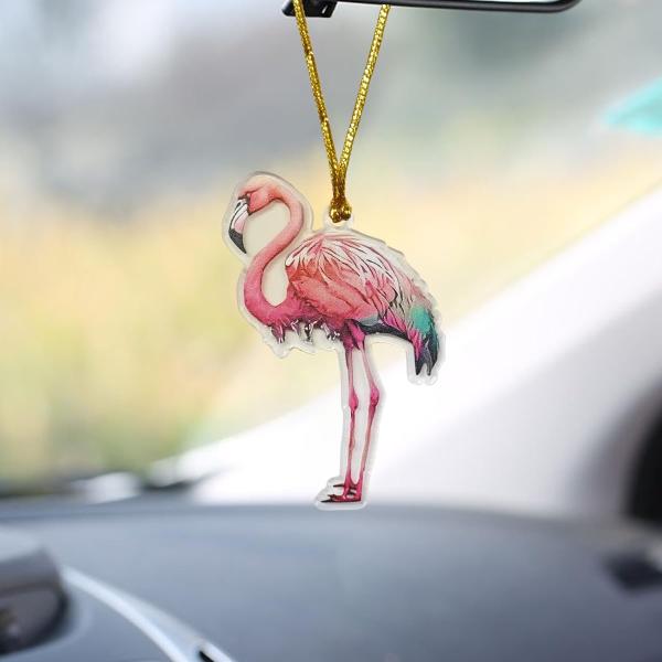 商品名: 2Dフラットフラミンゴカーリアビューミラーチャーム、アクリルカーバックミラーハンギングオーナメント、クリスマスツリーデコレーションプレゼント、ウィンドウ用オートインテリアペンダントアクセサリー(フラミンゴ) 2D Flat Fla...