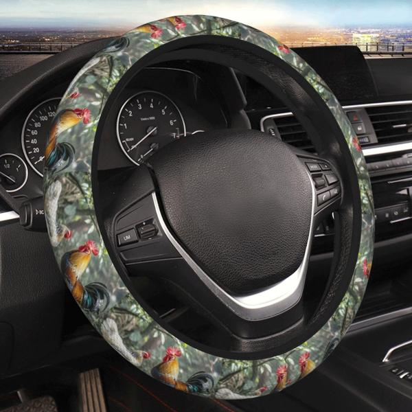 商品名:  Steering Wheel Cover Elastic Steering Wheel Protector Cover Rooster and Hen Car Steering Wheel Covers Car Interior...