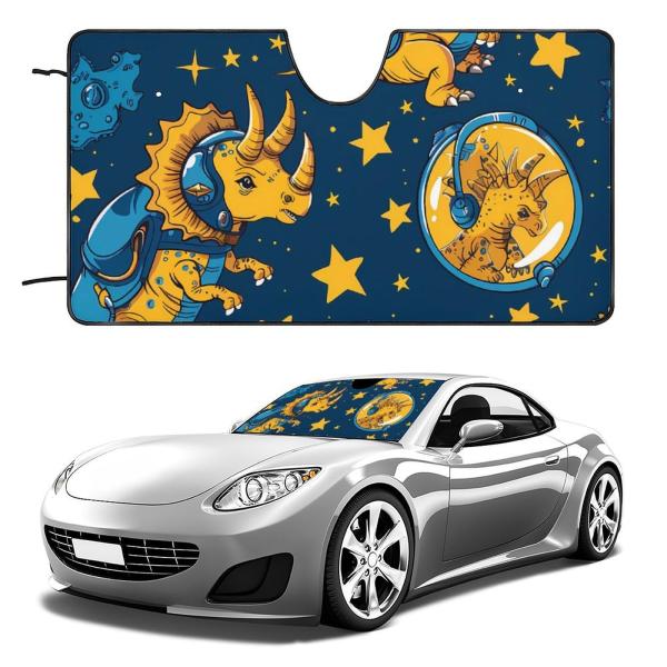 商品名:  Triceratopss Dinos in Space Dinosaur Sun Shade for Car Windshield Foldable Sun Visor Automotive Interior Sun Prote...