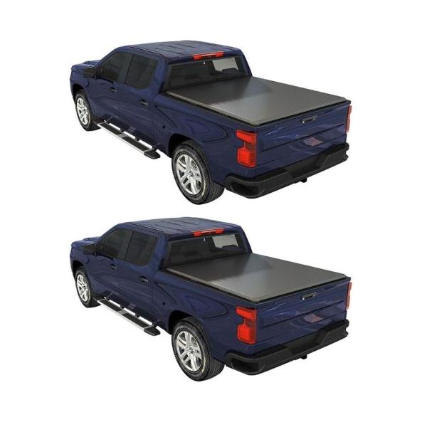 商品名:  Ulsrkell 2pcs - 5.5Ft Soft Top 4-Fold Folding Vinyl Tonneau Cover Truck Bed Black for Ford for F150 2015-2022ブランド:...