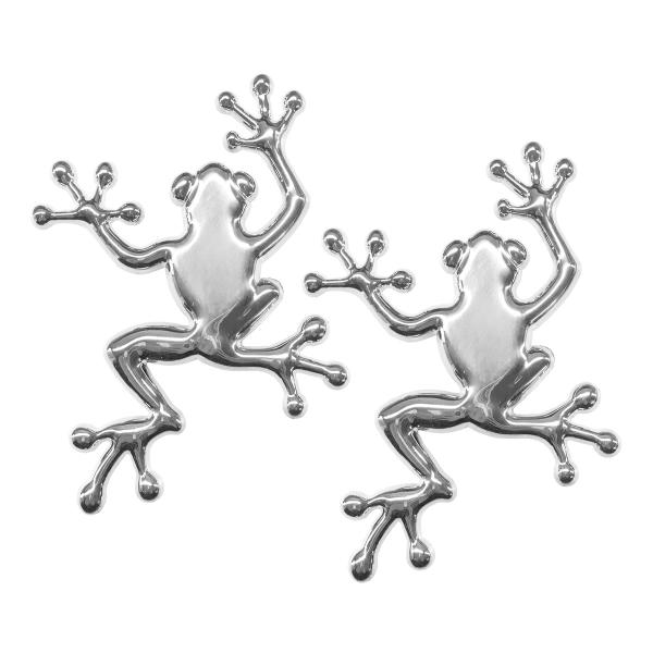 商品名: カエルカーエンブレムステッカー、3Dメタルカーバッジデカール、ウィンドウバンパードア用自動車用ボディステッカー、ユニバーサル車両外装装飾アクセサリー車、トラック、SUV、オートバイ用(シルバー2個) Frog Car Emblem...