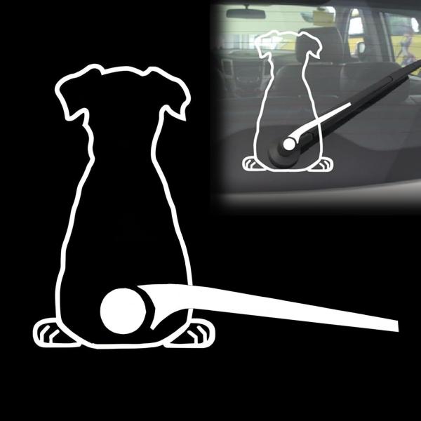商品名: Zeathery Dog リアフロントガラスステッカー、かわいい揺れるテールバックデザイン刻印装飾リアフロントガラスワイパーステッカー、クリエイティブな改造アクセサリー、ほとんどの車に適しています(ホワイト) Zeathery D...