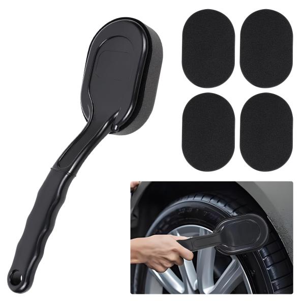 商品名: Wogomz タイヤシャインアプリケーター カーワックス タイヤドレッシング アプリケーターパッド タイヤシャインブラシ ロングハンドル付き 車用タイヤディテールスポンジ 多目的自動車用タイヤディテールツール カーアクセサリー W...