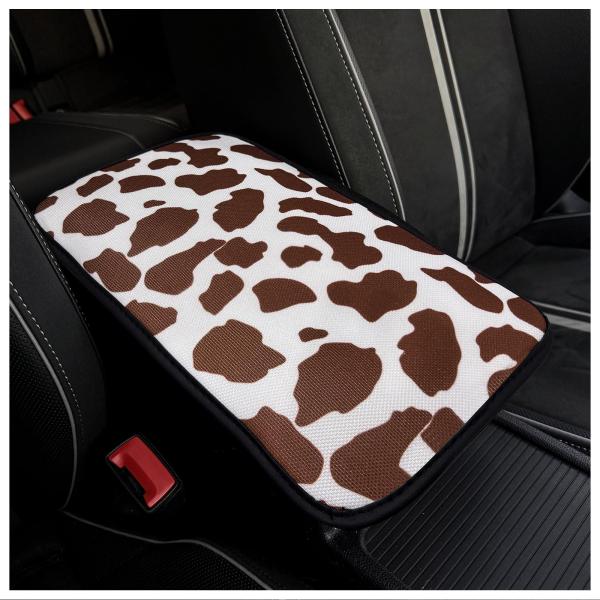 商品名: SuperKaKa 車 牛 プリント アームレストカバー - キュート センターコンソールマット 車 インテリア アクセサリー レディース メンズ 保護パッド ほとんどの自動車、車両、SUV、トラックアームレストボックス(牛柄、ダ...