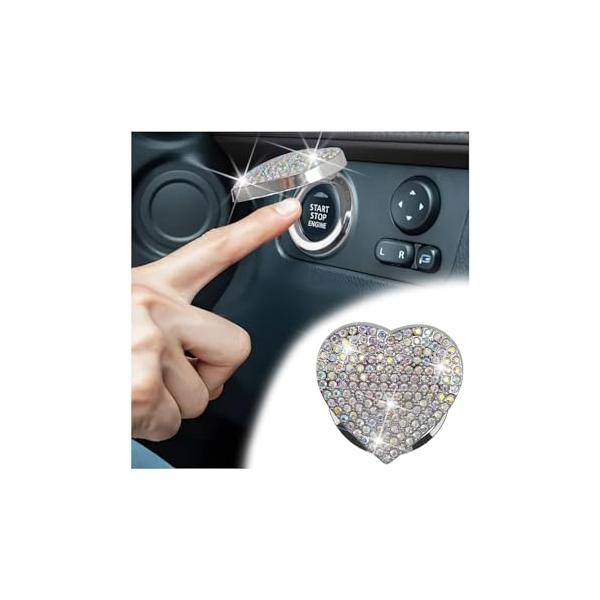 商品名: Bittwee Bling 車のエンジンスタートボタンカバー、クリスタルラインストーンハート車両プッシュボタンステッカー、キラキラダイヤモンドイグニッションリングデカール装飾、ユニバーサル自動車インテリアアクセサリー(マルチカラー...