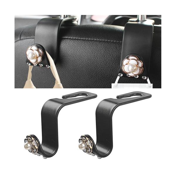 商品名: Bittwee キラキラ光るカーシートヘッドレストフック クリスタルラインストーン 車両ハンドバッグホルダー ダイヤモンド自動車インテリア 後部座席収納ハンガーアクセサリー SUV、セダン、トラックにユニバーサル(ホワイト) Bi...