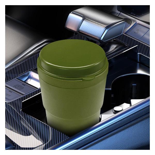 商品名: DUSCOKE 車用灰皿 蓋付き 無煙 におい 自己消火 自動シガレット灰皿 カップホルダー、 ABS ポータブル 取り外し可能 車用ゴミ箱 ほとんどの車、オフィス、自宅用 (グリーン) DUSCOKE Car Ashtray w...