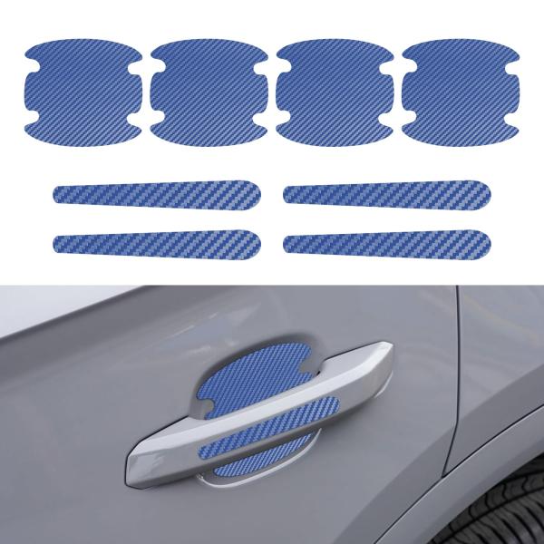 商品名: Lyxheth 8個入り 車のドアハンドルスクラッチプロテクター、車のドアハンドルステッカー、カーボンファイバーテクスチャー 傷防止ボウルステッカー、車のドアハンドルペイントガードカバー ほとんどの車、トラックにユニバーサル(ブル...