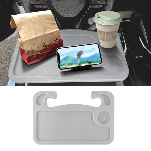 商品名: Lyxheth 車用ハンドルデスク ハンドルトレイ 車のロードトリップマストアイテム オートテーブル カップホルダー付き 多目的トラベルオートアクセサリー フードデスク ほとんどの車のハンドルに対応 (グレー) Lyxheth C...