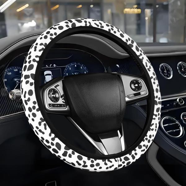 商品名: Hovom Cheetah 車用ハンドルカバー、ヒョウ柄ハンドルカバー、通気性のある自動ステアリングカバー、ユニバーサル車両ハンドルプロテクター 15インチにフィット、カーアクセサリー(ホワイト) Hovom Cheetah Ca...