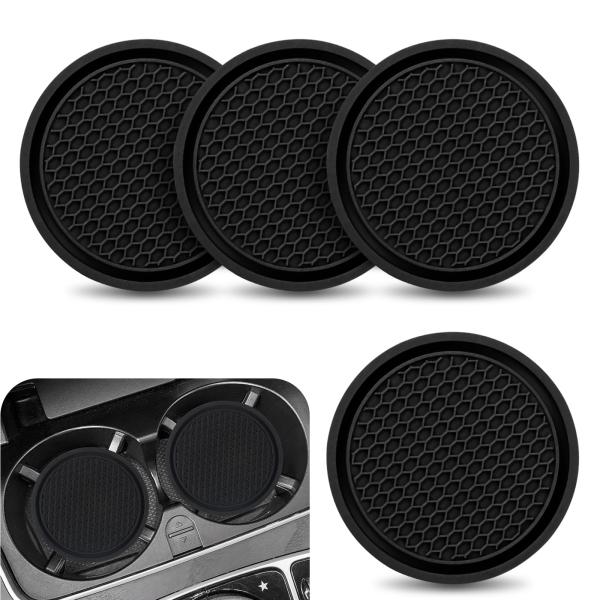 商品名: DACIRTY センターコースター4個 2.75インチ 厚めのPVCソフトラバーハニカムノンスリップテクスチャードコースター、実用的なポータブルアクセサリー、ほとんどの車にユニバーサルフィット(ブラック) DACIRTY 4 PC...
